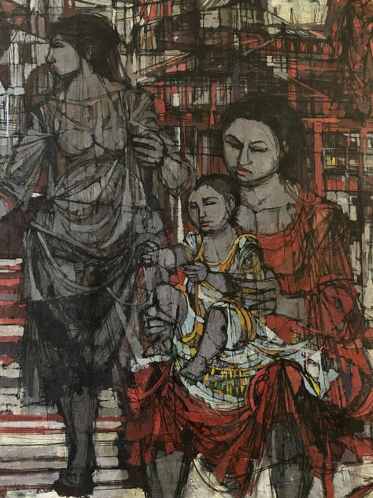 Figural Oil Painting by Larry Cabaniss, Figures in the Piazza at 1stDibs