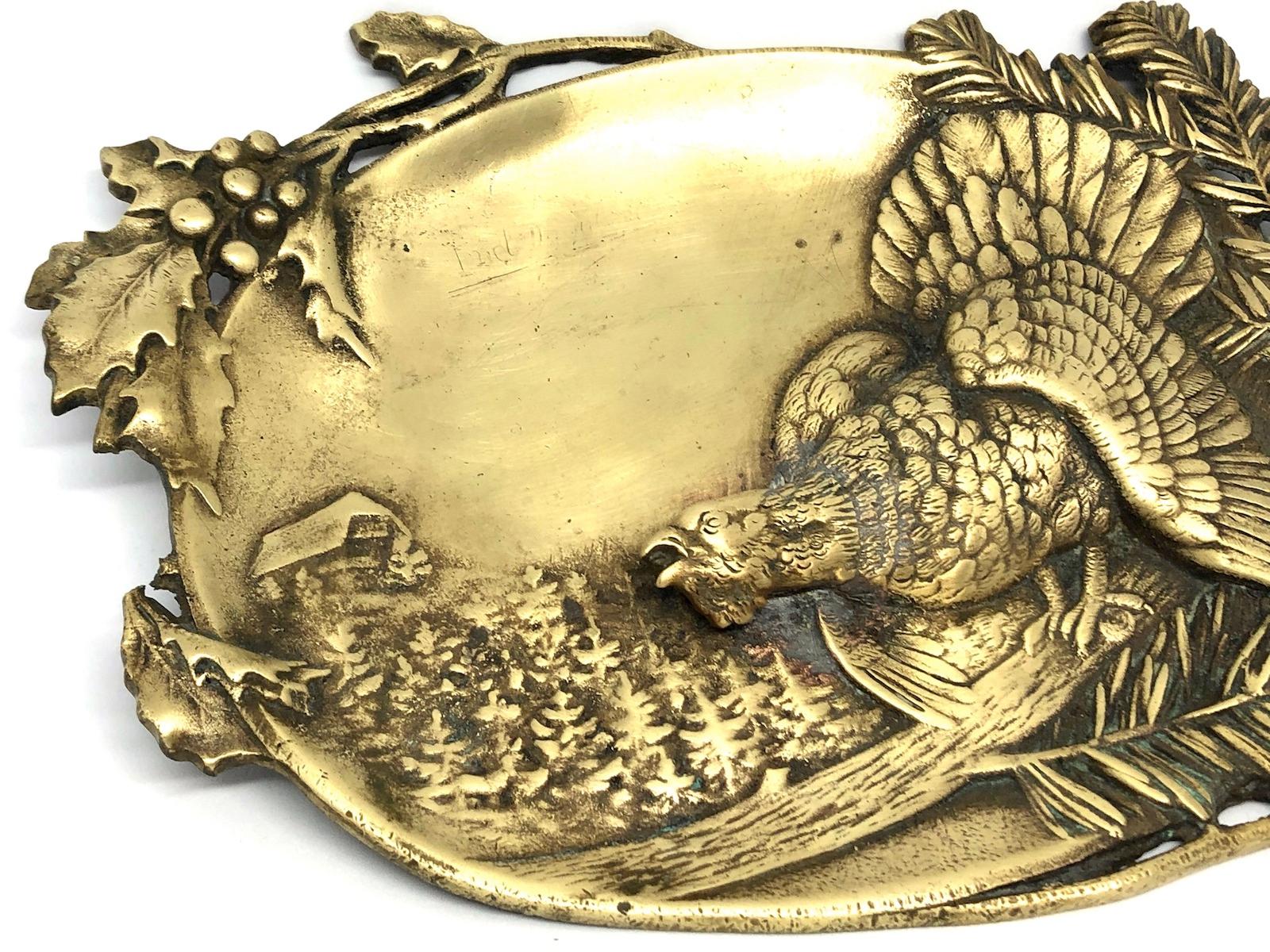 Figural Bronze Catchall, Wood Grouse and Mountain Motif Antique, German ...