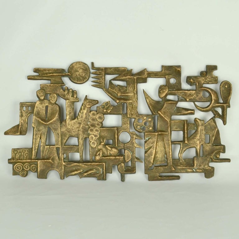 Figurative Bronze Wall Relief for in or Outdoors For Sale at 1stDibs