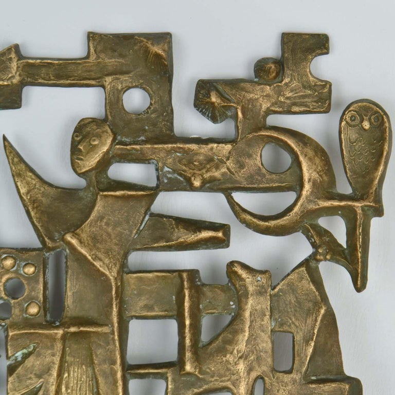 Figurative Bronze Wall Relief for in or Outdoors For Sale at 1stDibs