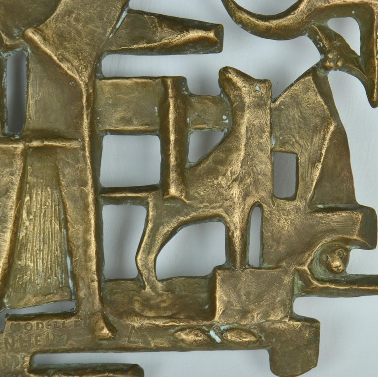 Figurative Bronze Wall Relief for in or Outdoors For Sale at 1stDibs