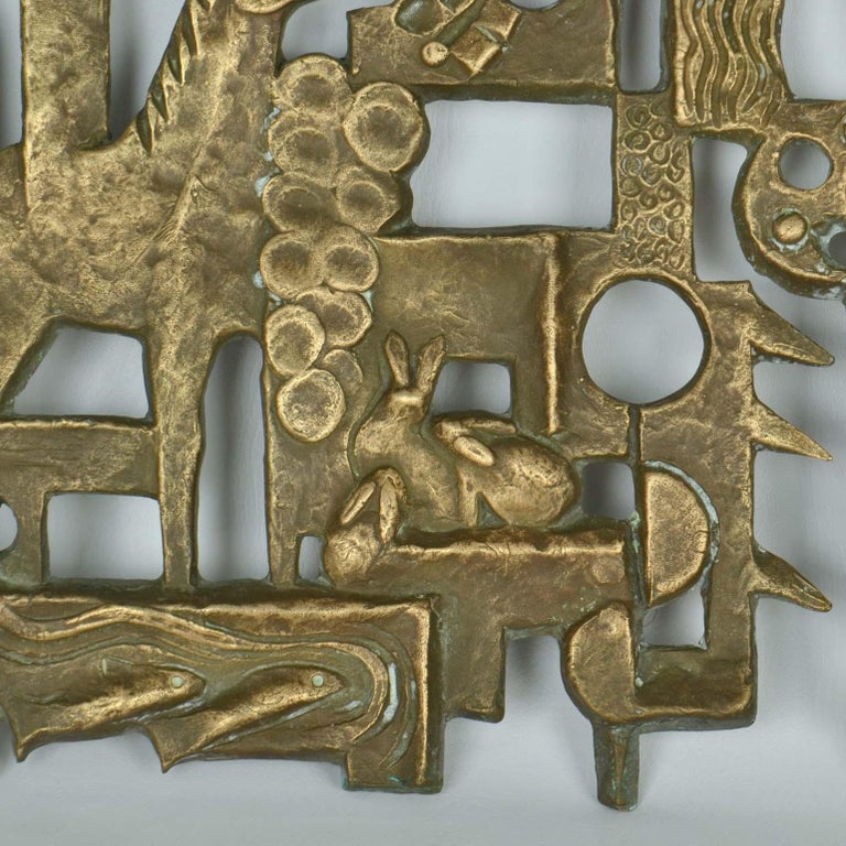 Figurative Bronze Wall Relief for in or Outdoors For Sale at 1stDibs