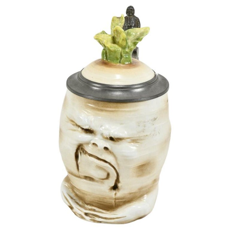 Figurative Ceramic Pitcher with Mounted Face and Pewter, 1h193 For Sale ...