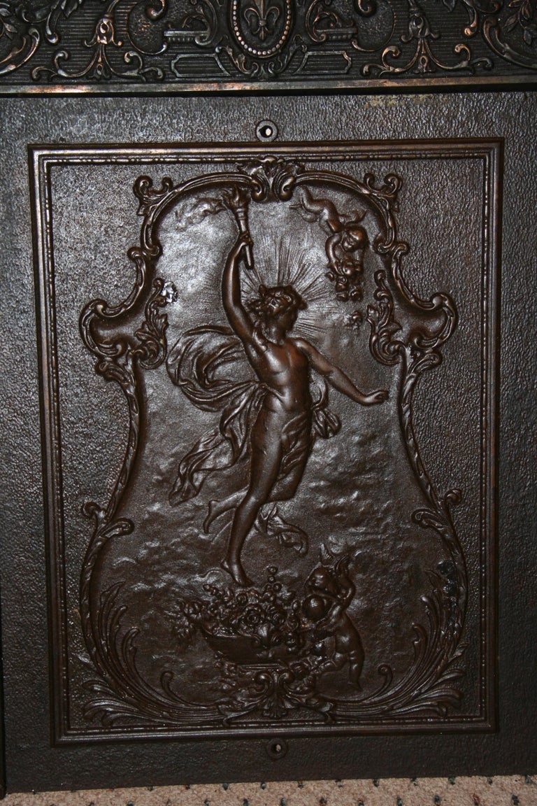 Figurative Fire Back with Matching Surround For Sale at 1stDibs