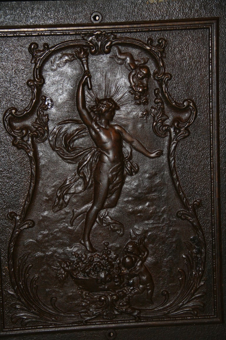 Figurative Fire Back with Matching Surround For Sale at 1stDibs