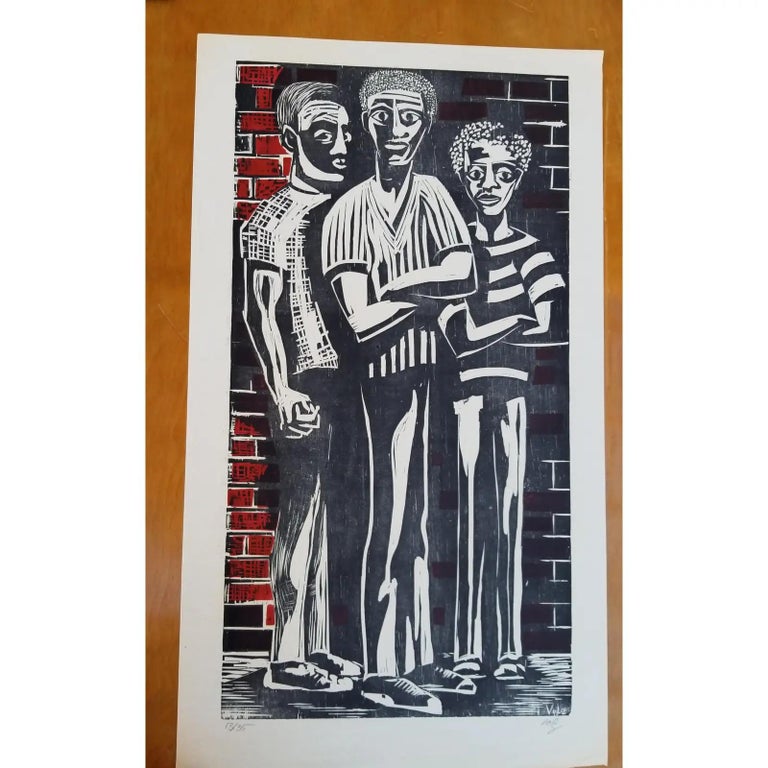 Figurative Woodblock by Herman Roderick Volz For Sale at 1stDibs
