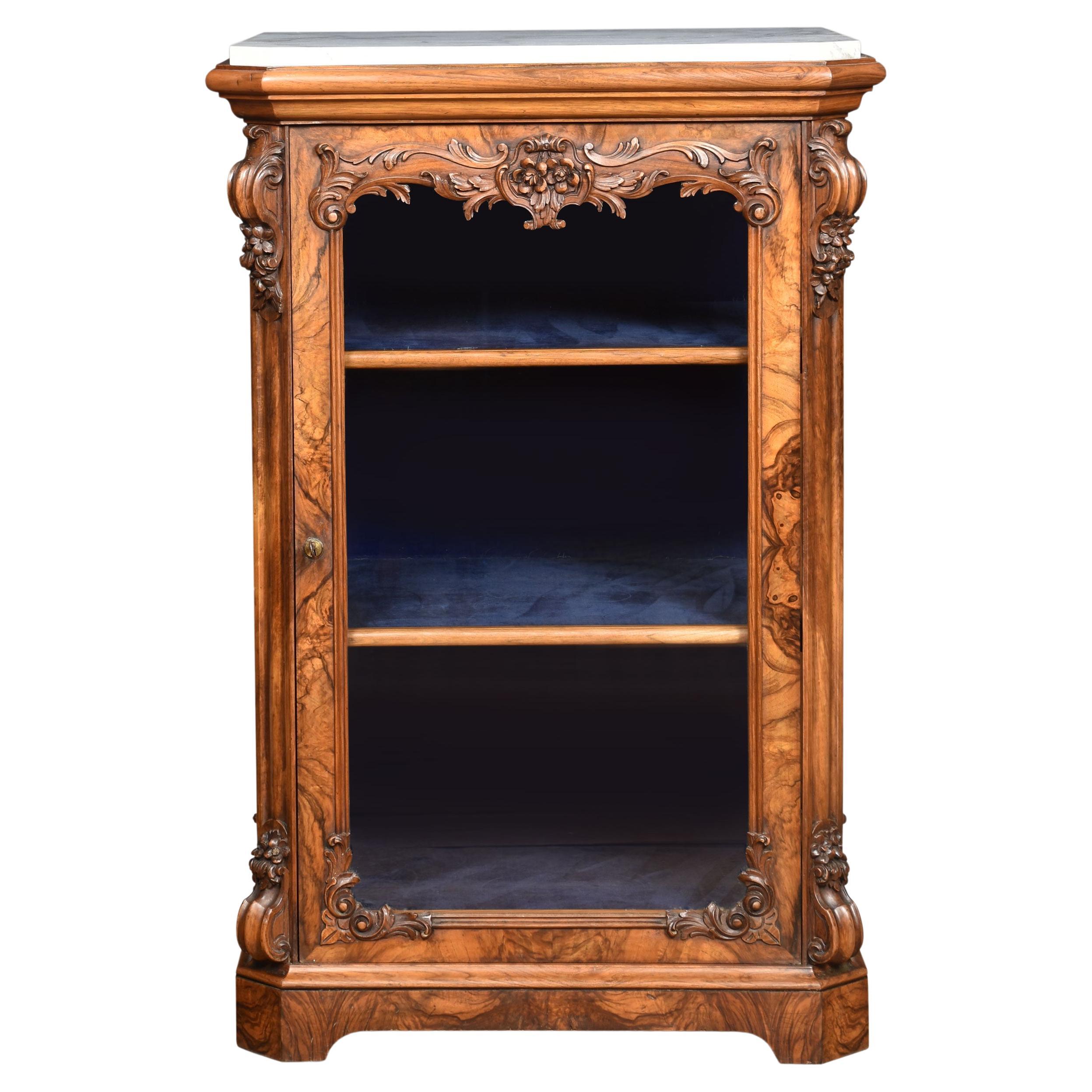 Inlaid Figured Walnut Pier Display Cabinet at 1stDibs