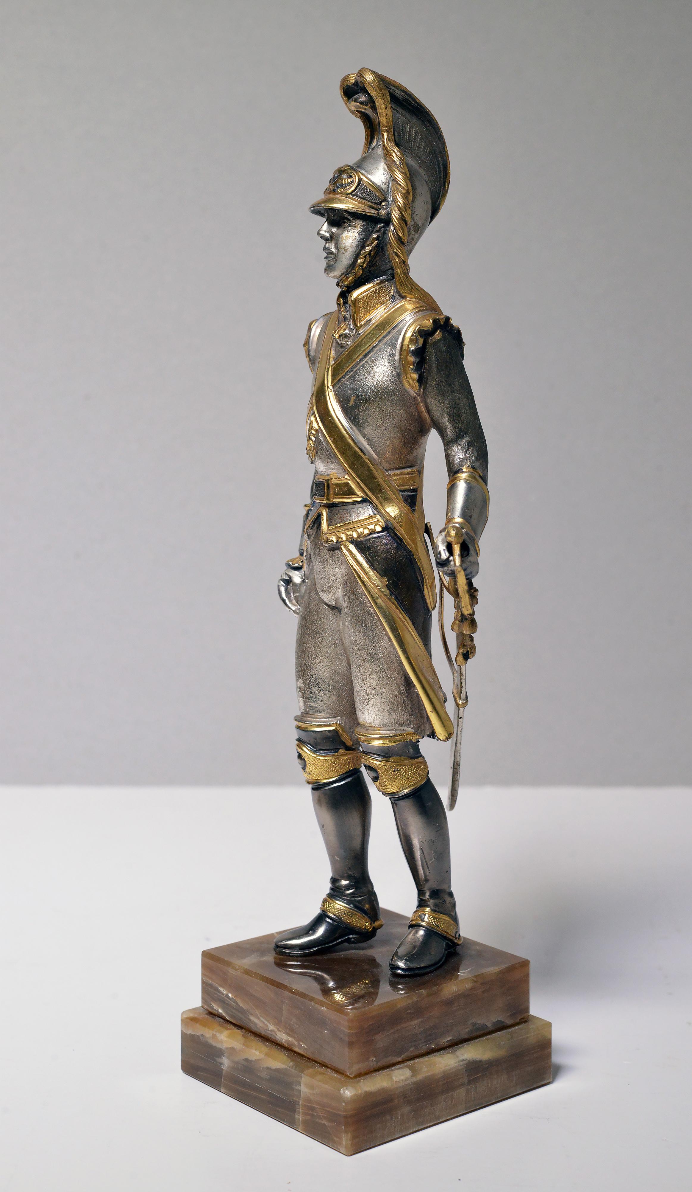 Figurine Cuirassier of Imperial Guard Bronze Gold and Silver Plated For ...
