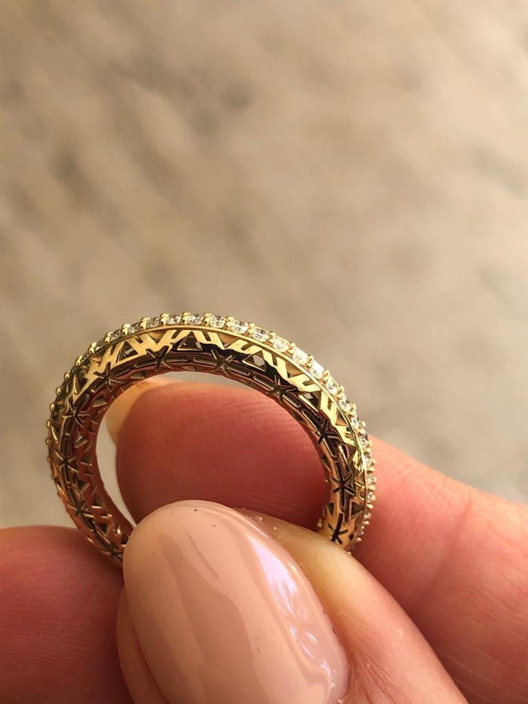 Customizable Filigree Diamond Band Ring 14k Yellow Gold For Sale at 1stDibs
