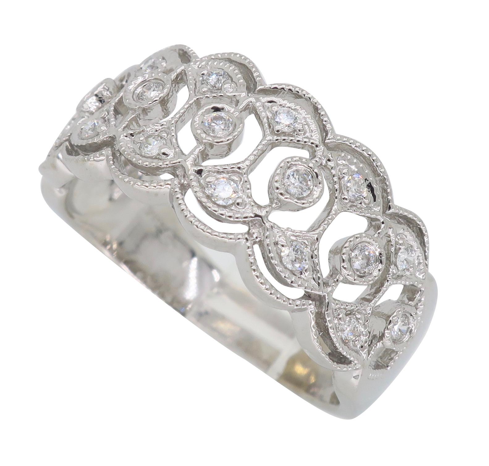 Filigree Diamond Band Ring at 1stDibs
