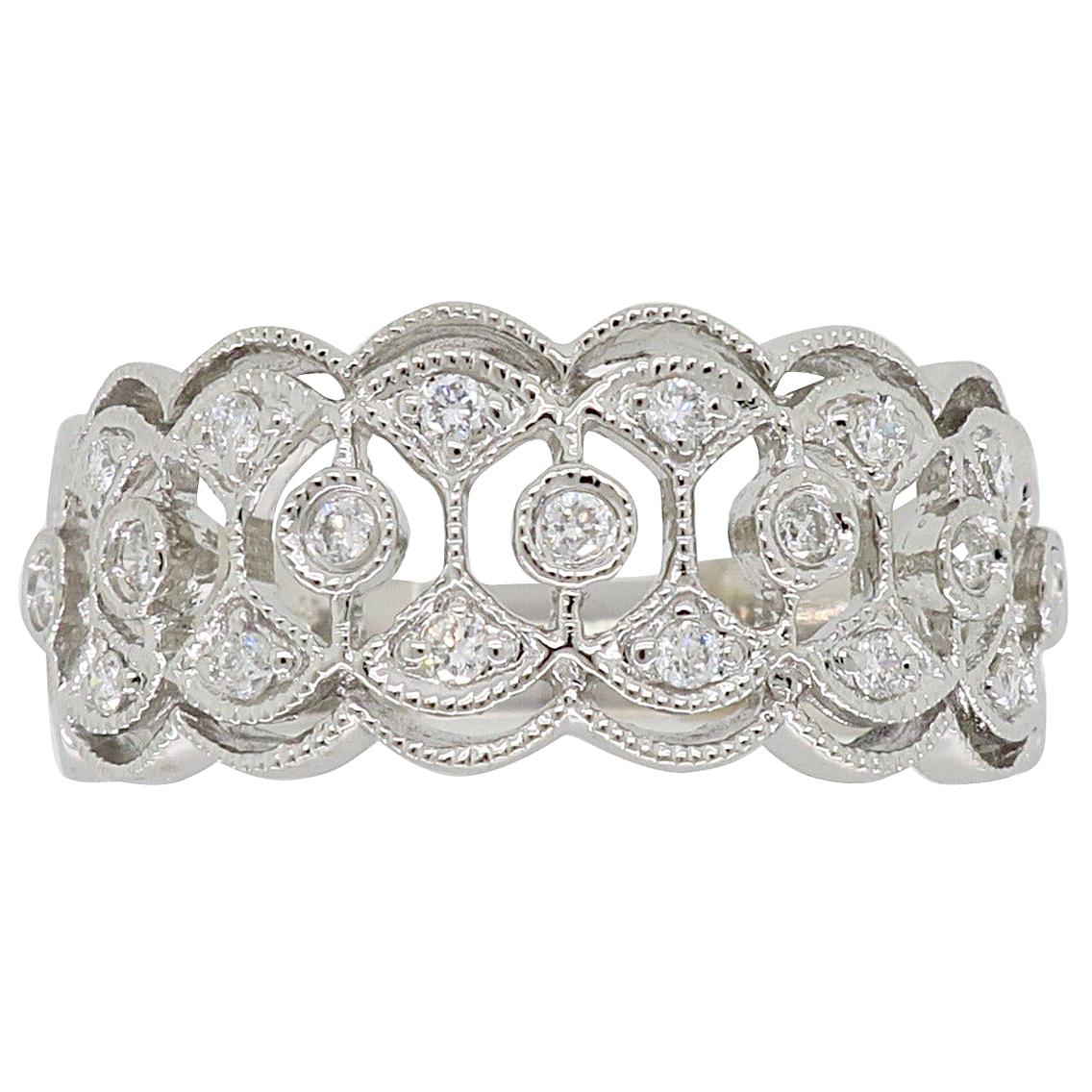 Filigree Diamond Band Ring at 1stDibs