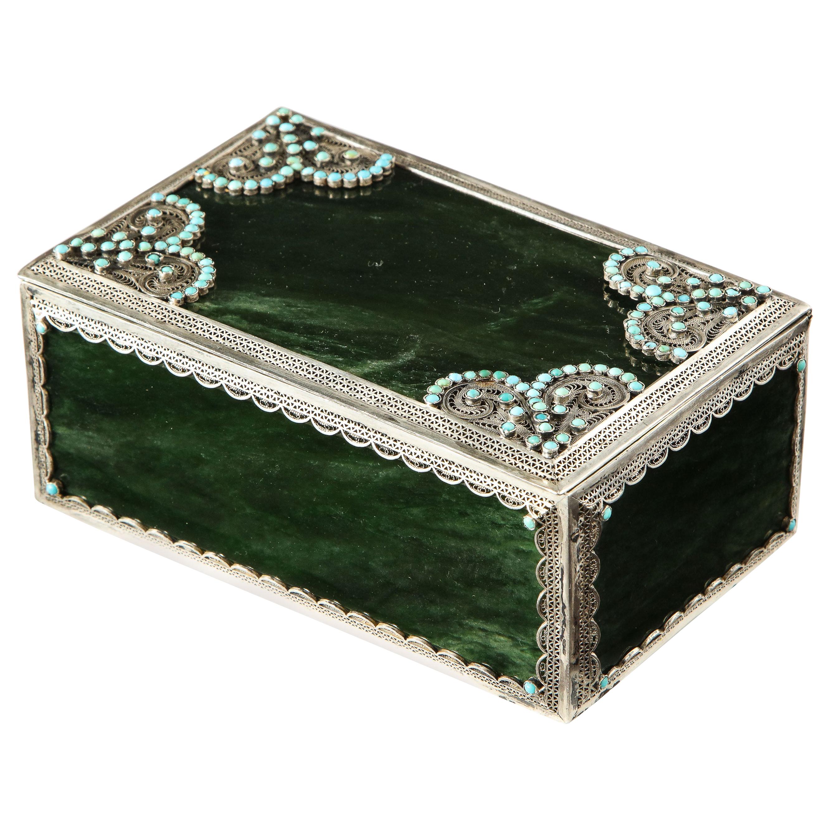 Sterling Silver-Mounted Leather Letter/Stationery Box at 1stdibs