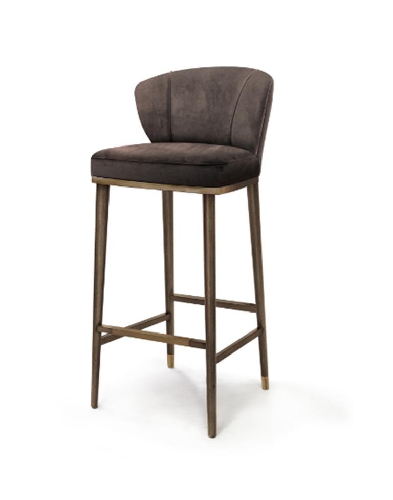 Filipe VI Bar Chair with Aged Brass For Sale at 1stDibs