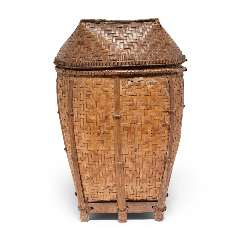 Filipino Woven Bamboo Pack Basket at 1stDibs