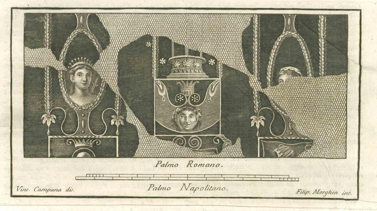 Filippo Morghen - Pompeian Fresco - Etching by Filippo Morghen - 18th ...