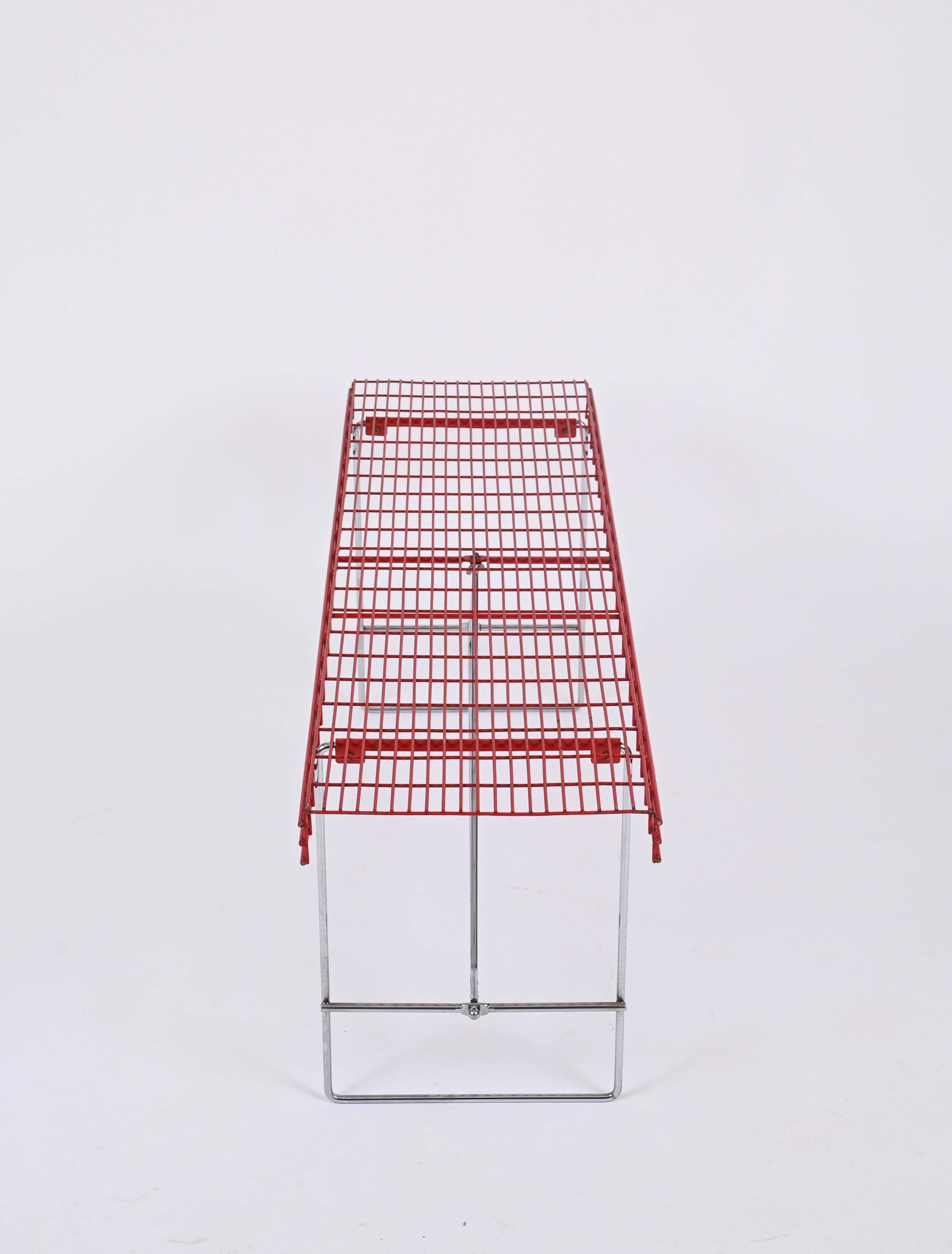 "Filoggetto" Red Metal and Chrome Bench by Rebolini for Robots, Italy ...