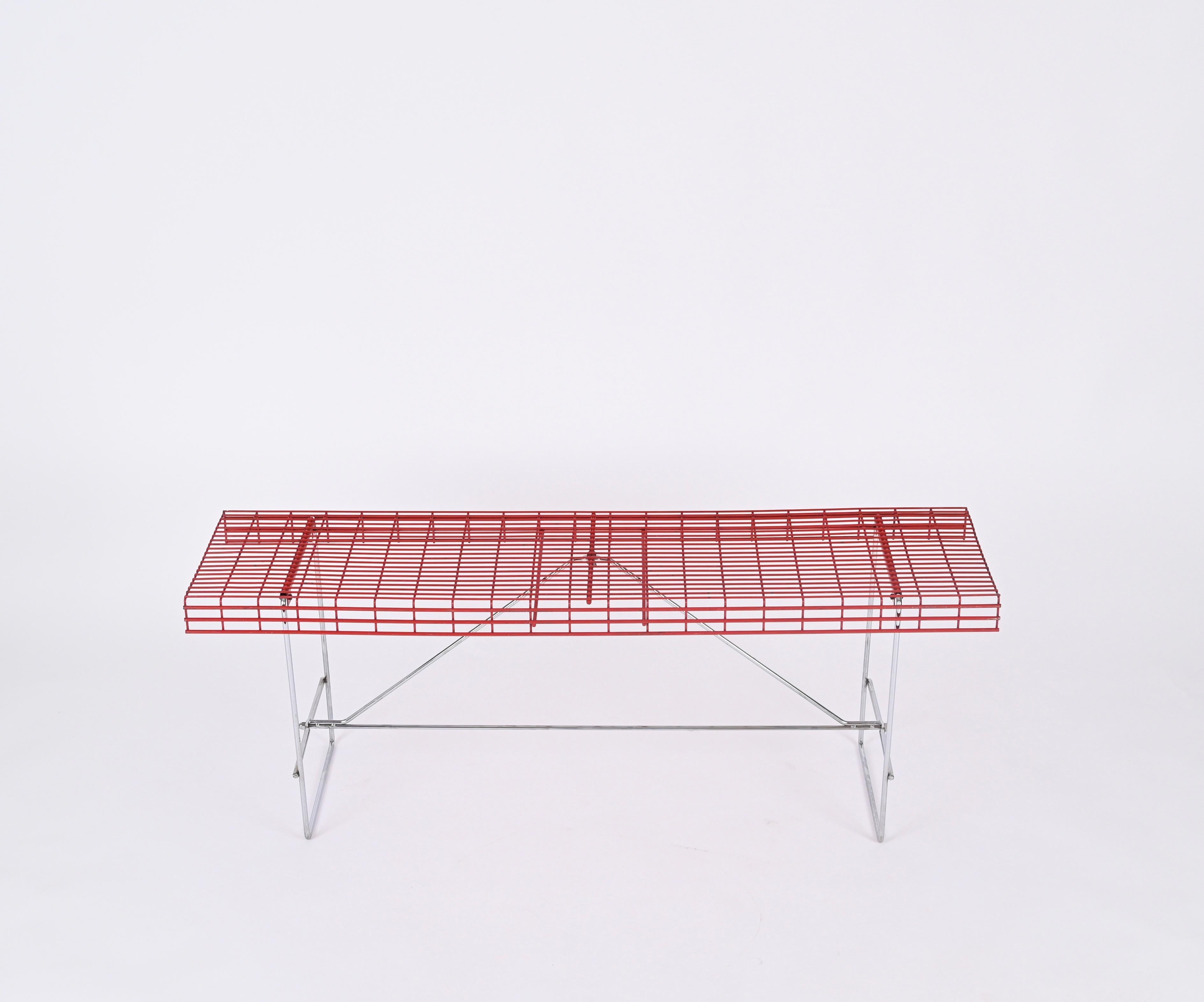 "Filoggetto" Red Metal and Chrome Bench by Rebolini for Robots, Italy ...
