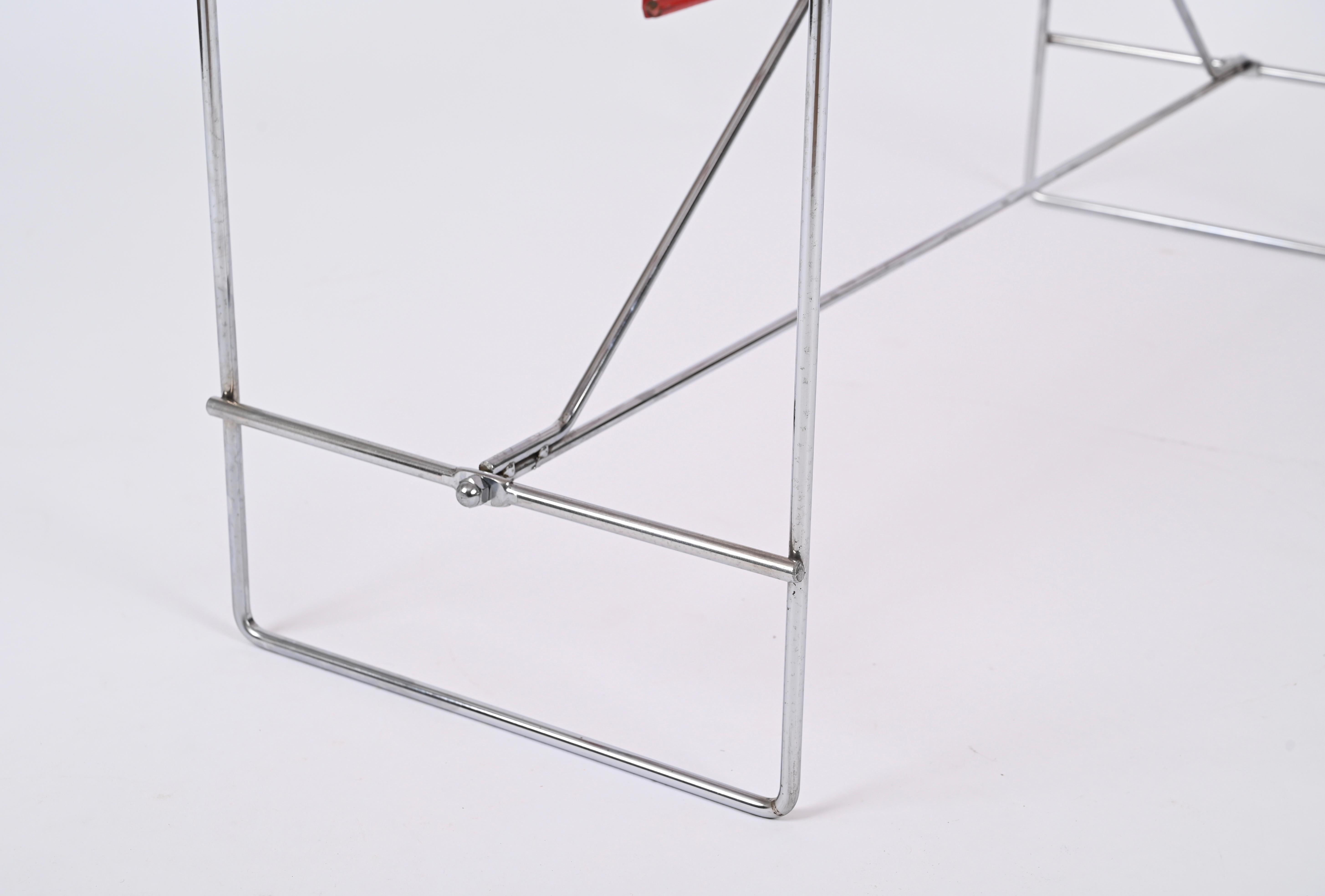 "Filoggetto" Red Metal and Chrome Bench by Rebolini for Robots, Italy ...