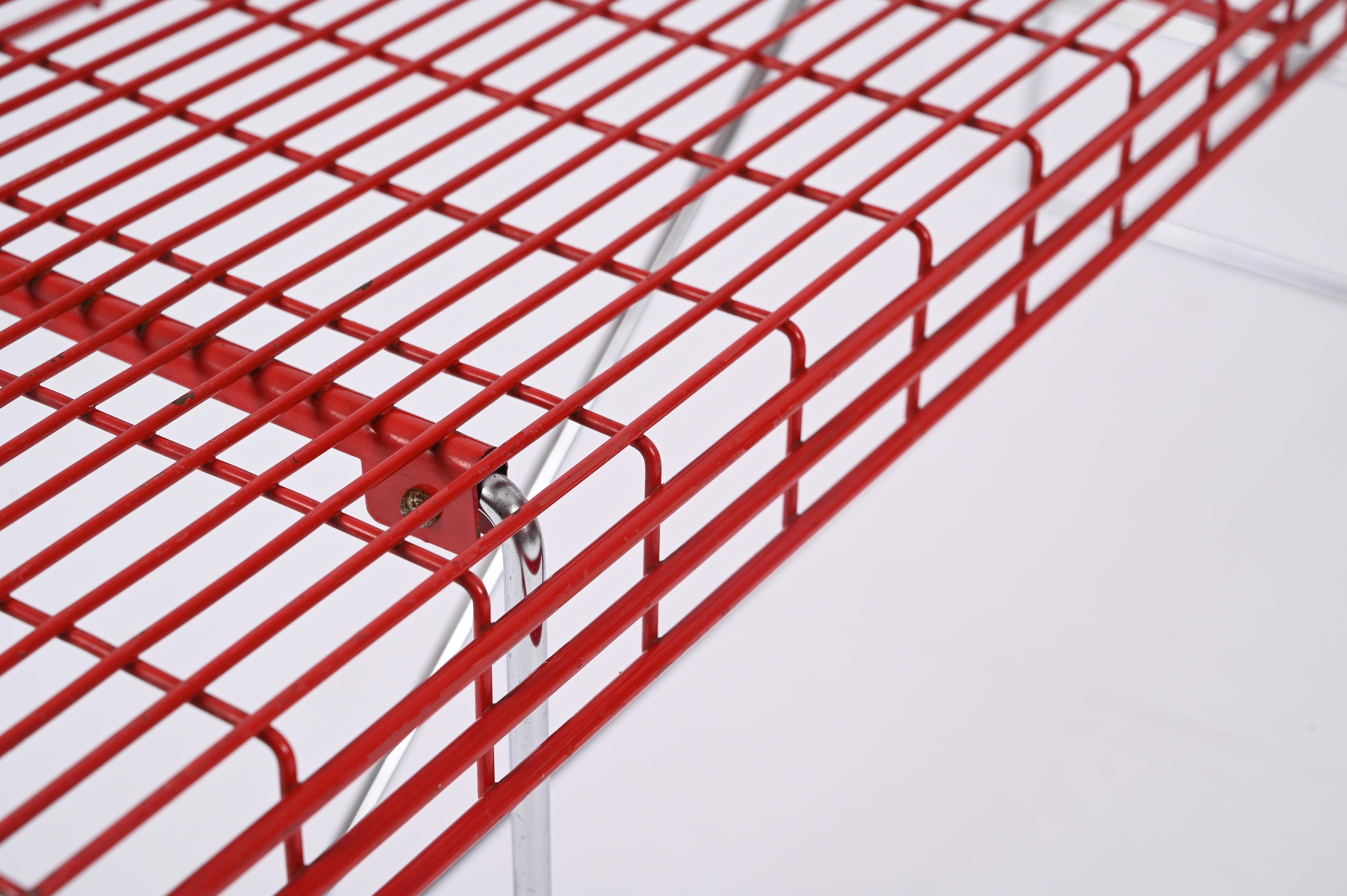 "Filoggetto" Red Metal and Chrome Bench by Rebolini for Robots, Italy ...