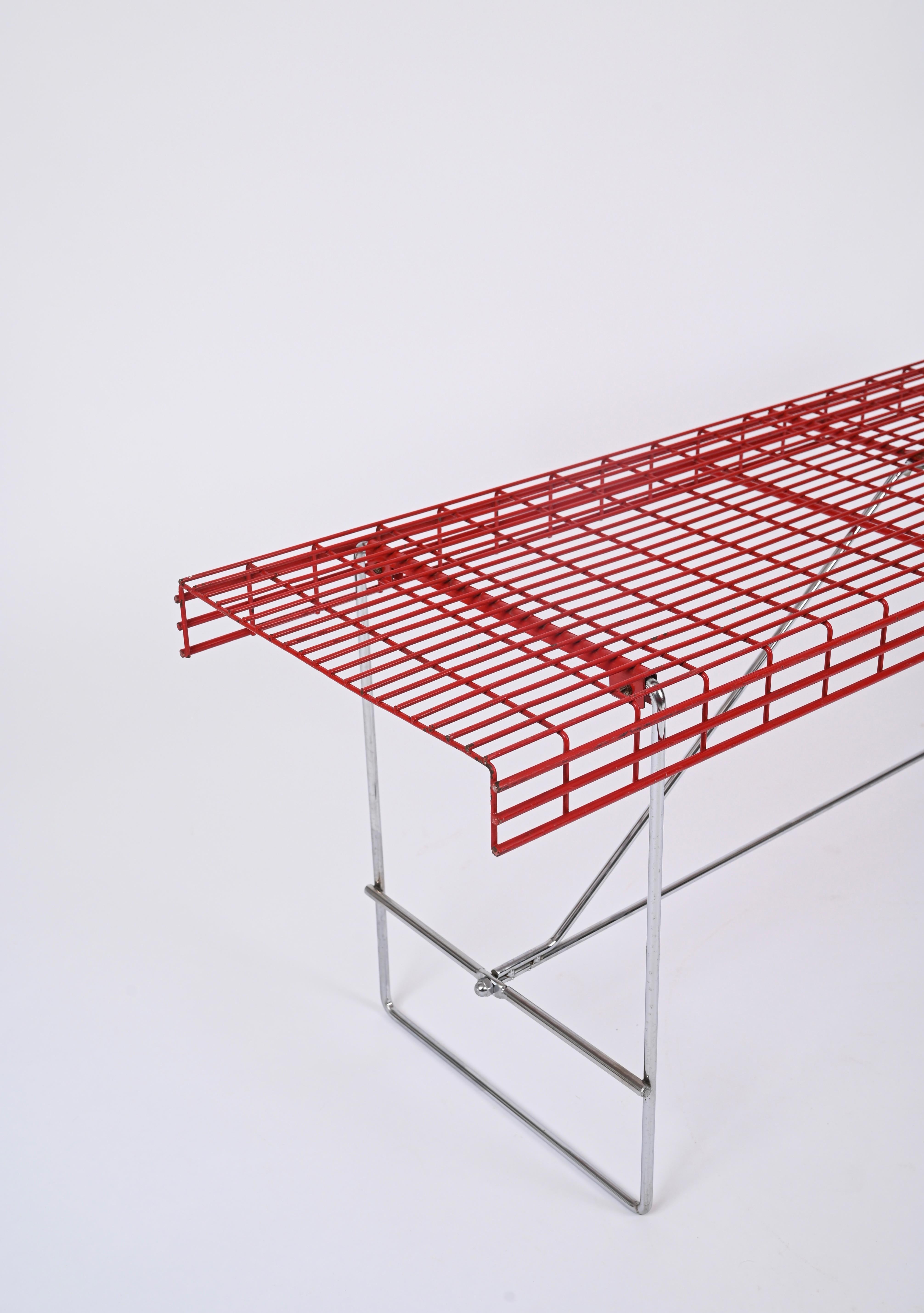 "Filoggetto" Red Metal and Chrome Bench by Rebolini for Robots, Italy ...