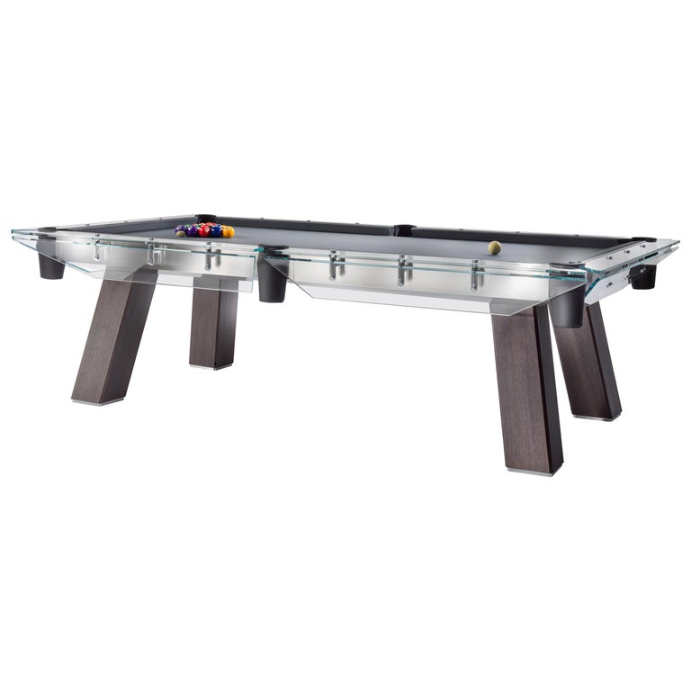 Modern Style Pool Table with Dark Oak Legs and Glass Top Edge by ...