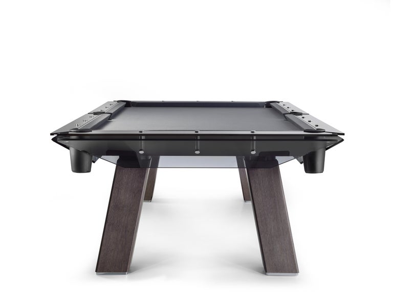 Contemporary Pool Table with Dark Oak Legs and Smoked Glass by Impatia ...