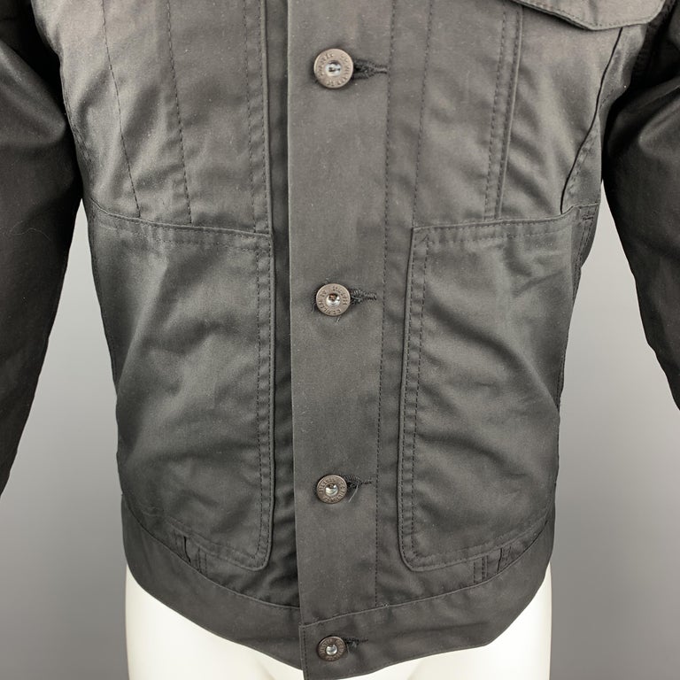 FILSON Size XS Black Coated Cotton Patch Pocket Button Up Trucker ...