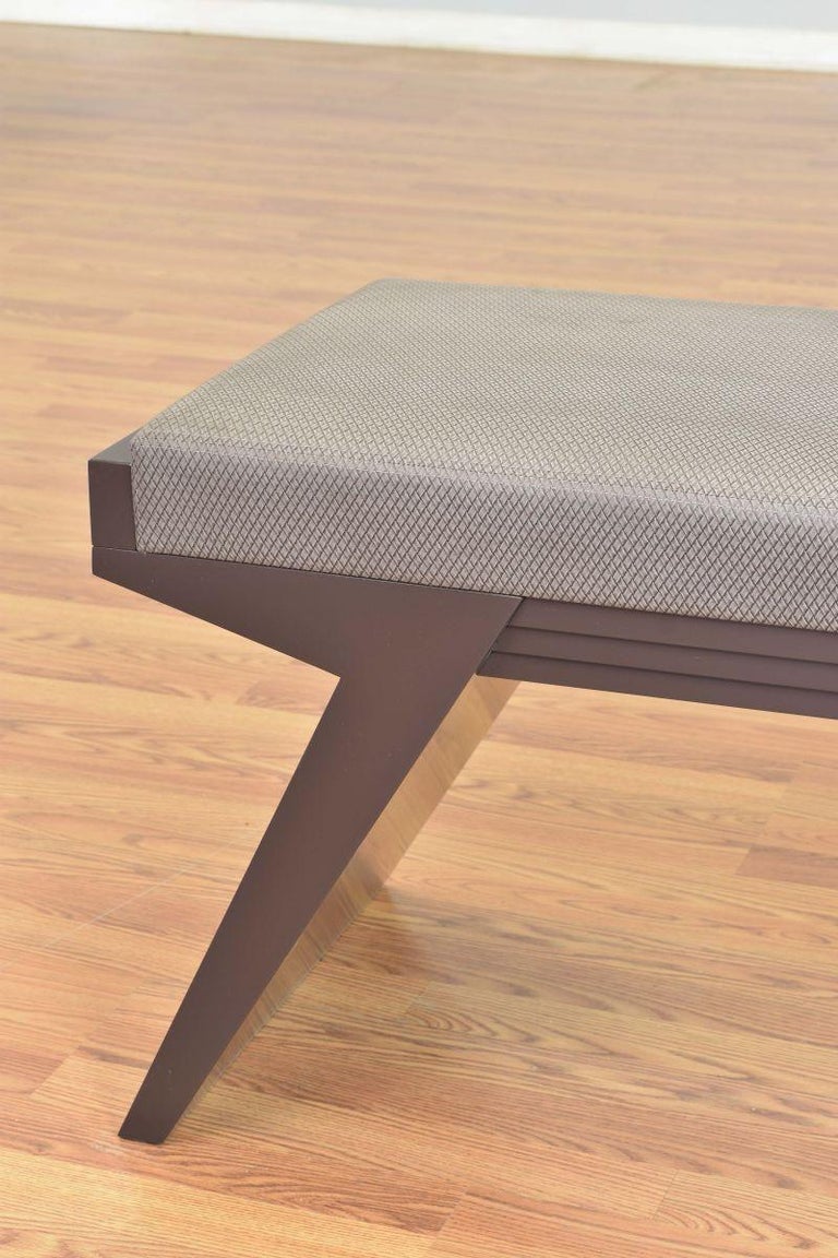 Fin Bench with Expresso Maple and Grey Upholstery by Lee Weitzman, in ...
