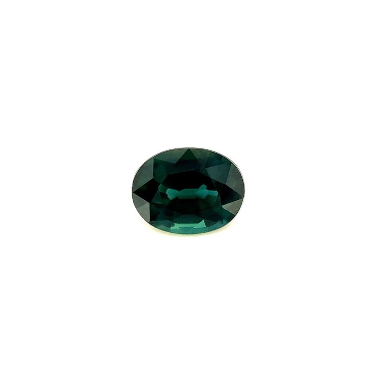 Fine 0.84ct Australia Deep Blue Green Sapphire Oval Cut Loose Gem VVS For Sale at 1stDibs