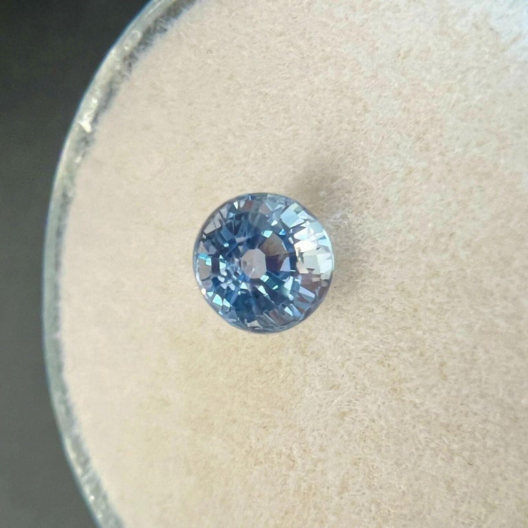 Fine 0.87ct Light Blue Ceylon Sapphire Round Cut Loose Rare Gem 5mm VVS For Sale at 1stDibs
