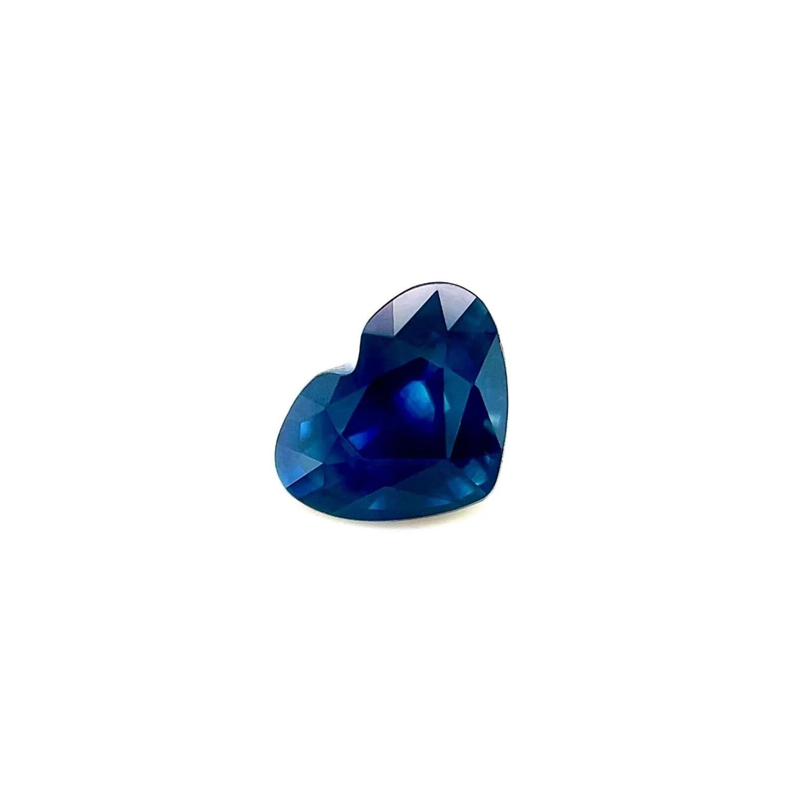 Fine 0.91ct Deep Blue Natural Sapphire Heart Cut Loose Rare Gemstone VS ...