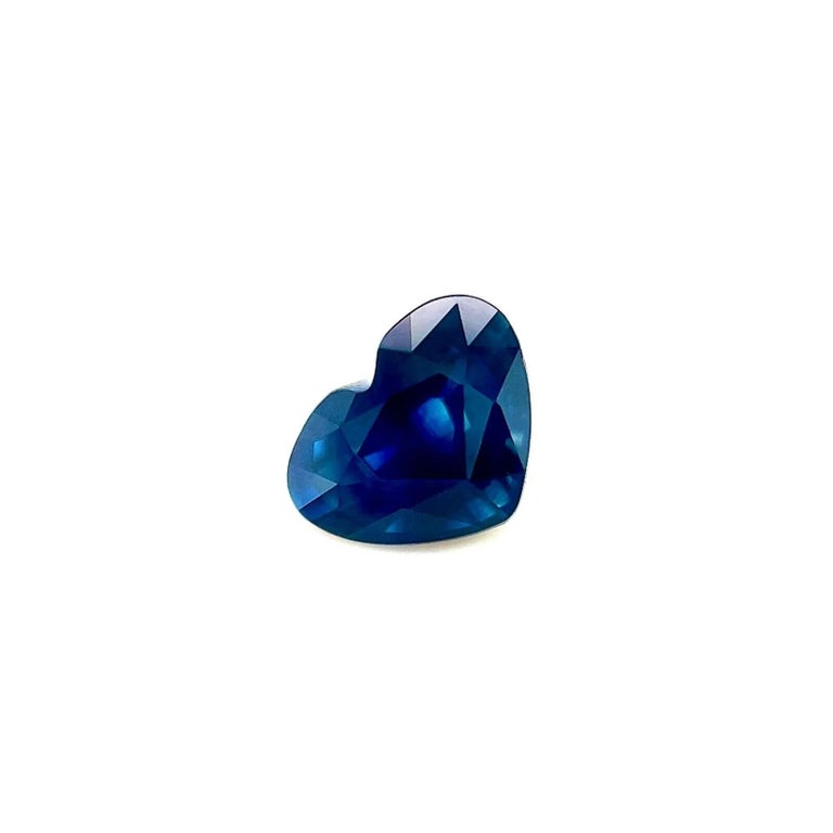 Fine 0.91ct Deep Blue Natural Sapphire Heart Cut Loose Rare Gemstone VS For Sale at 1stDibs