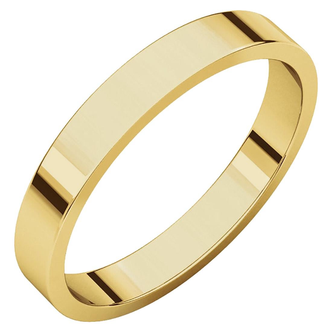 Fine 10 Karat Yellow Gold High Polished Flat Wedding Band Ring For Sale ...