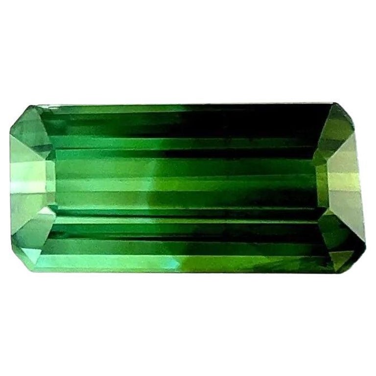 Fine 1.52ct Green Blue Bi Colour Tourmaline Emerald Cut Rare Gem VS For ...