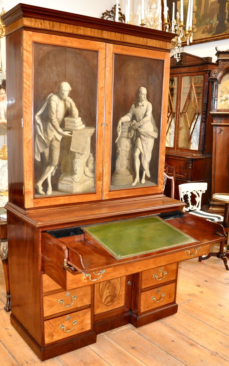 Fine 18th Century George III Painted Mahogany and Satinwood Secretaire ...