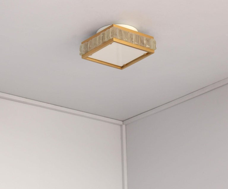 Fine 1950s Brass and Glass Square “Queen Necklace” Ceiling Light by Perzel For Sale at 1stDibs