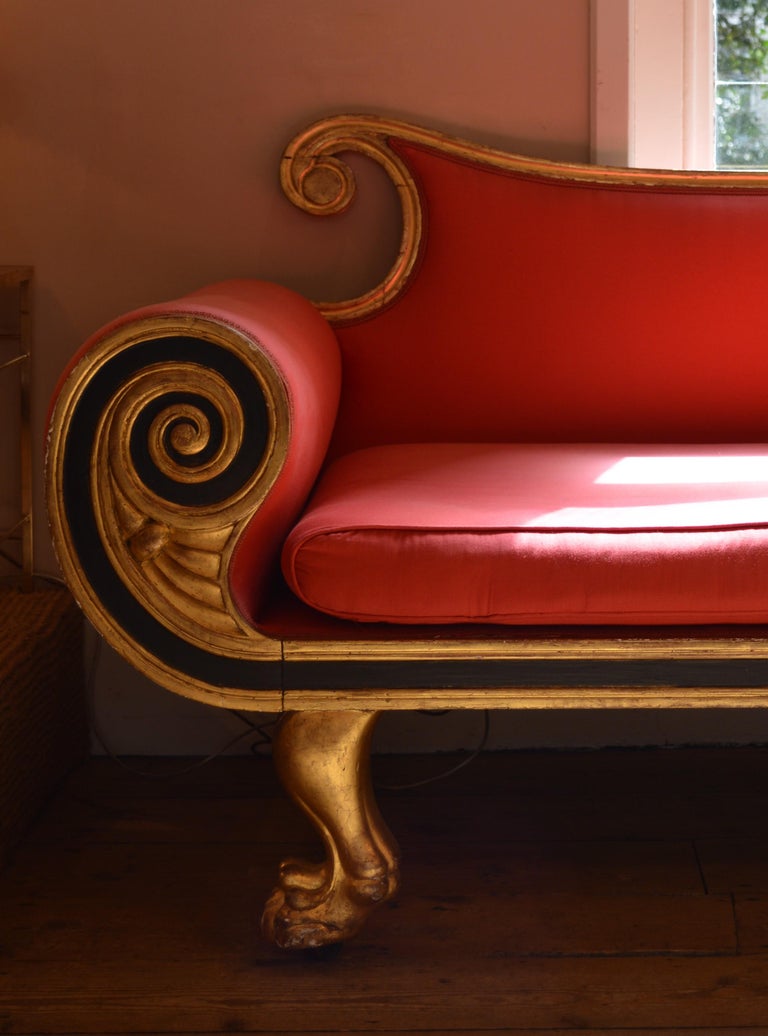 Fine 19th Century Giltwood English Regency Daybed with Red Upholstery ...