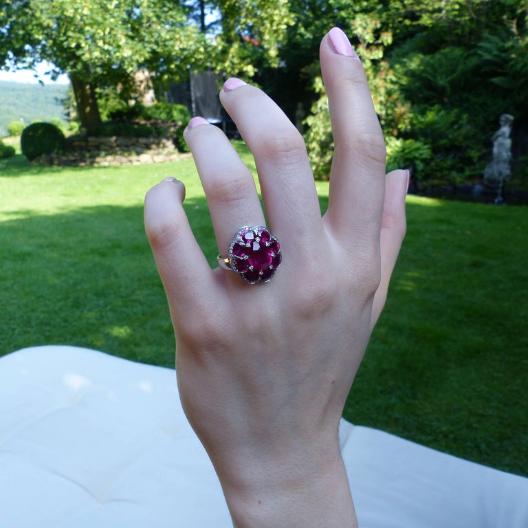 Leyser 18K White Gold Ruby and Diamond "Bouquet" Ring For Sale at ...