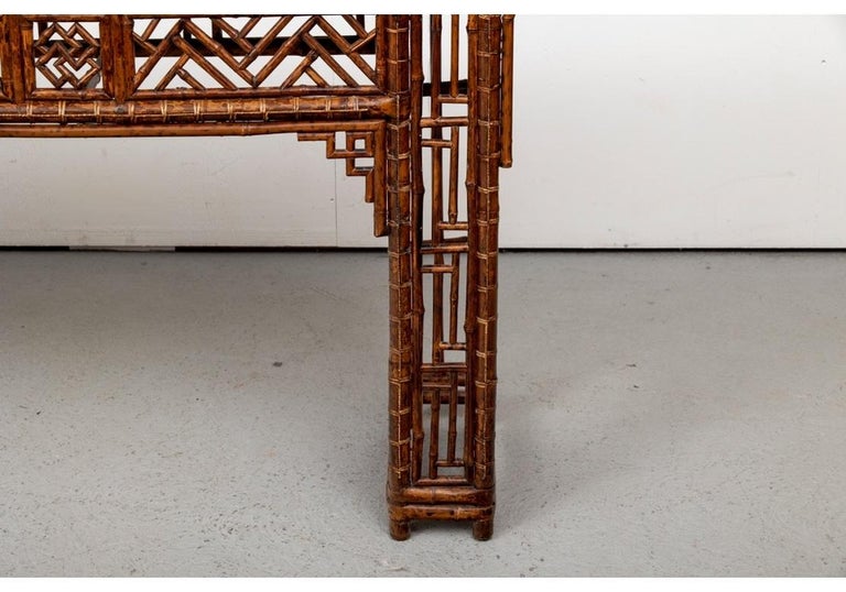 Fine And Complex Bamboo Console Table With Lacquer Top For Sale at 1stDibs