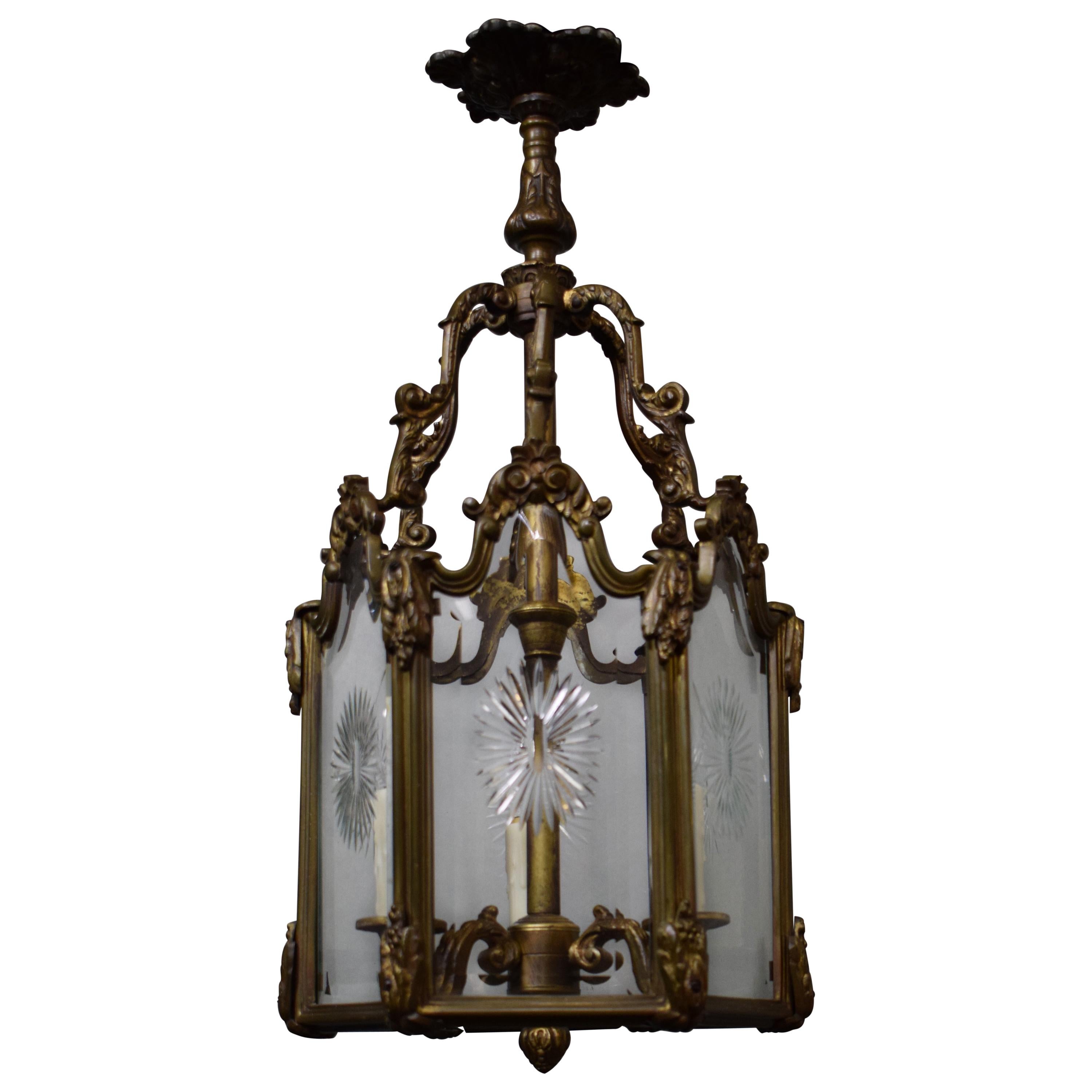 Fine Hand Forged Eight-Light Iron Lantern with Glass Panels For Sale at ...