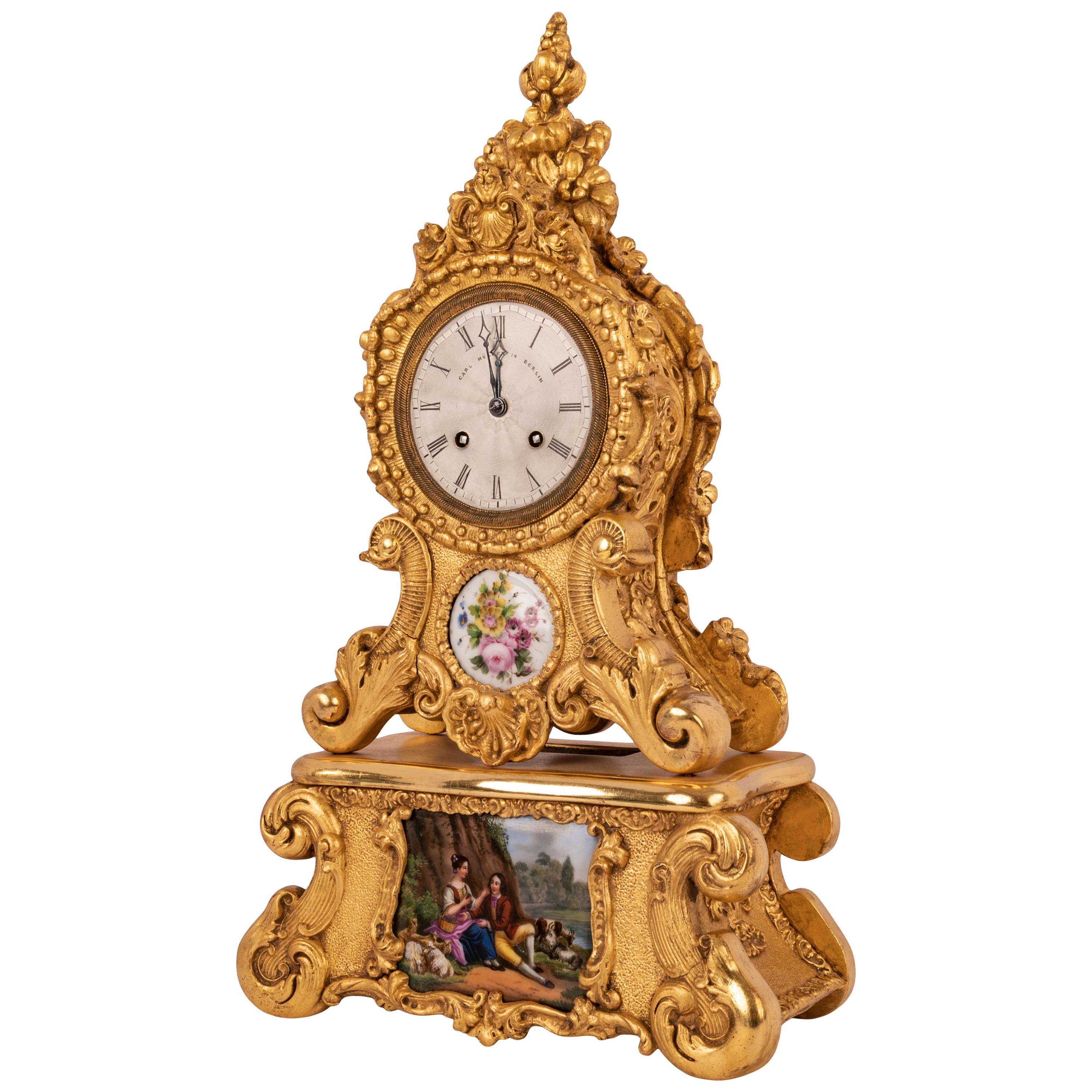Fine Antique 19th Century French Rococo Gilded 8 Day Clock Sevres ...