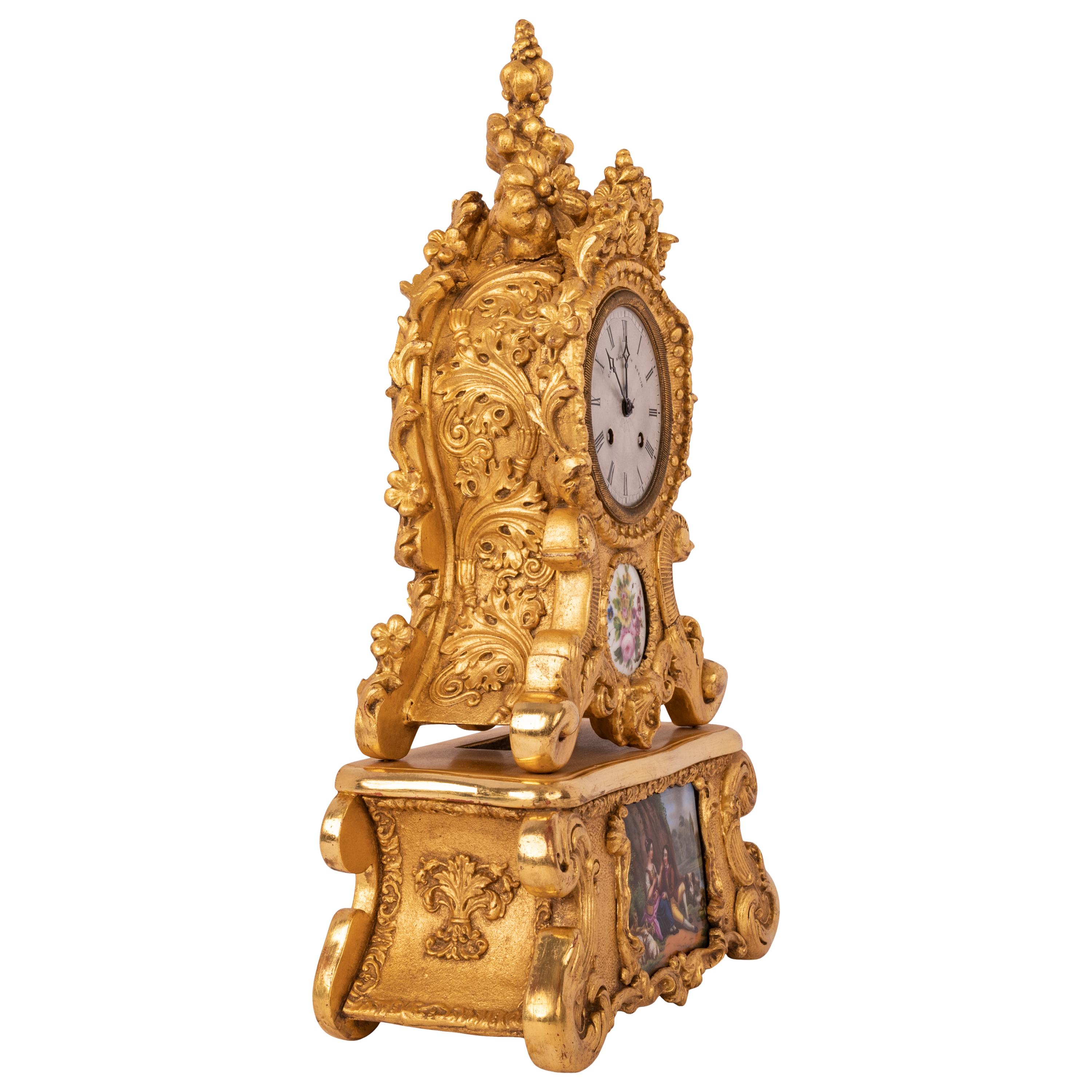 Fine Antique 19th Century French Rococo Gilded 8 Day Clock Sevres ...