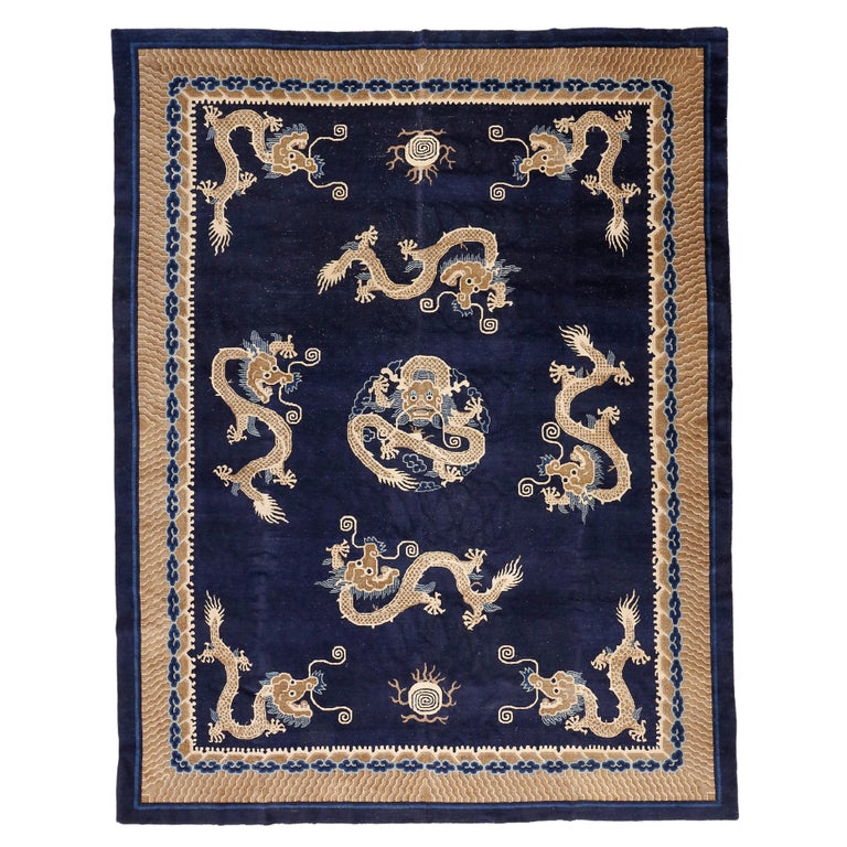 Fine Antique Blue Peking Imperial Dragon Carpet, Circa 1880 For Sale at ...
