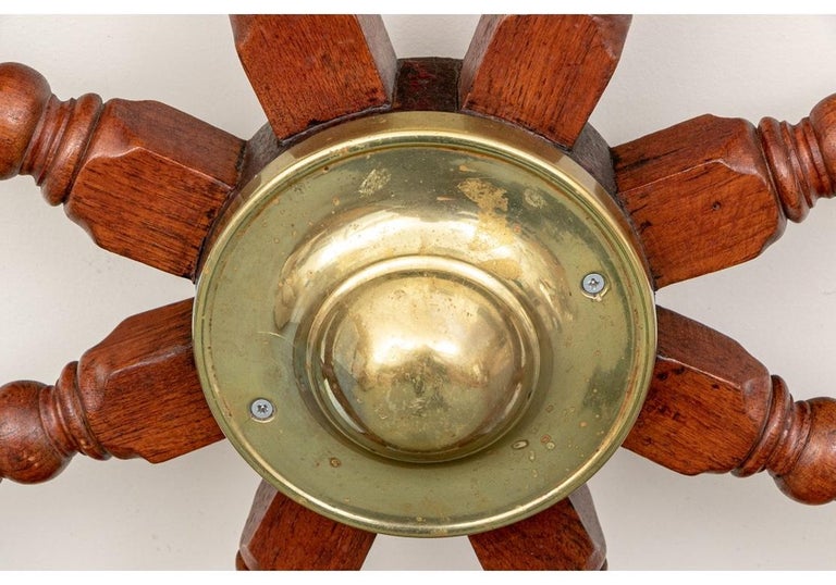 Fine Antique Brass Clad Mahogany Ship’s Wheel For Sale at 1stDibs