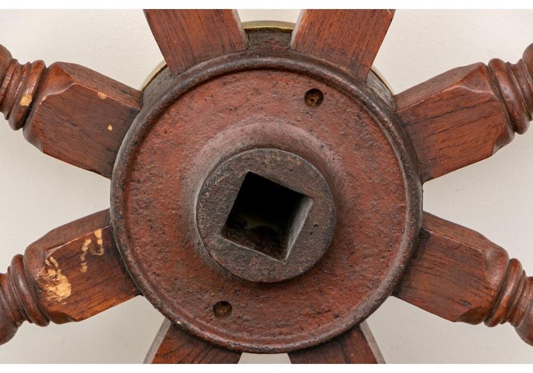 Fine Antique Brass Clad Mahogany Ship’s Wheel For Sale at 1stDibs