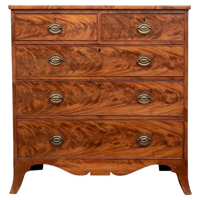 Antique Inlaid Mahogany Two-Over-Three Chest at 1stDibs