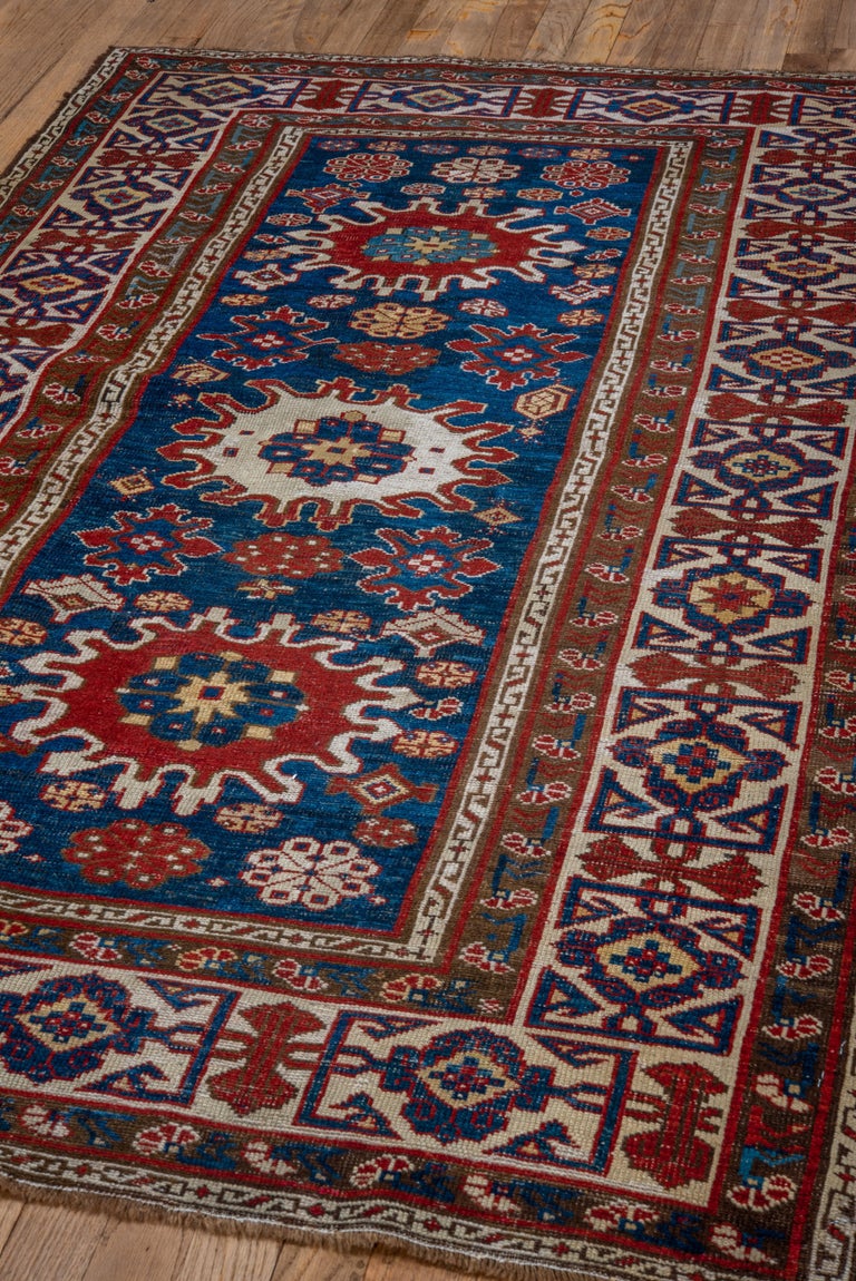 Fine Antique Caucasian Shirvan Rug, Royal Blue Field and Red Borders ...