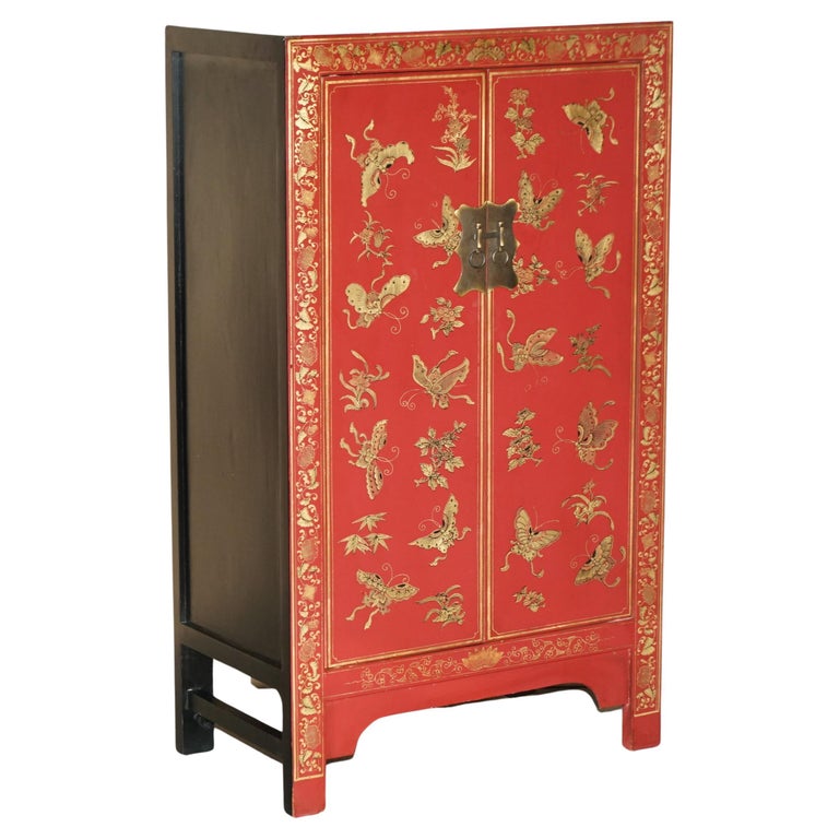 Fine Antique Chinese Butterfly Hand Painted Lacquered Large Side Table ...