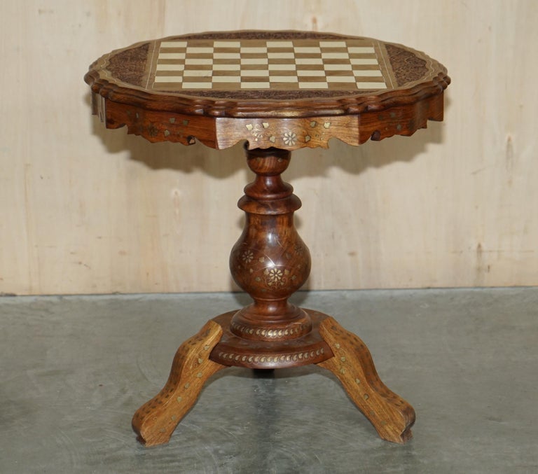 Fine Antique circa 1880 Anglo Indian Hardwood Brass Inlaid Chess Games ...