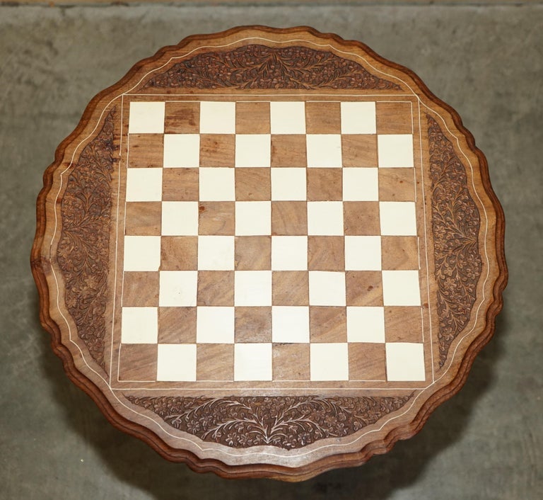 Fine Antique circa 1880 Anglo Indian Hardwood Brass Inlaid Chess Games ...